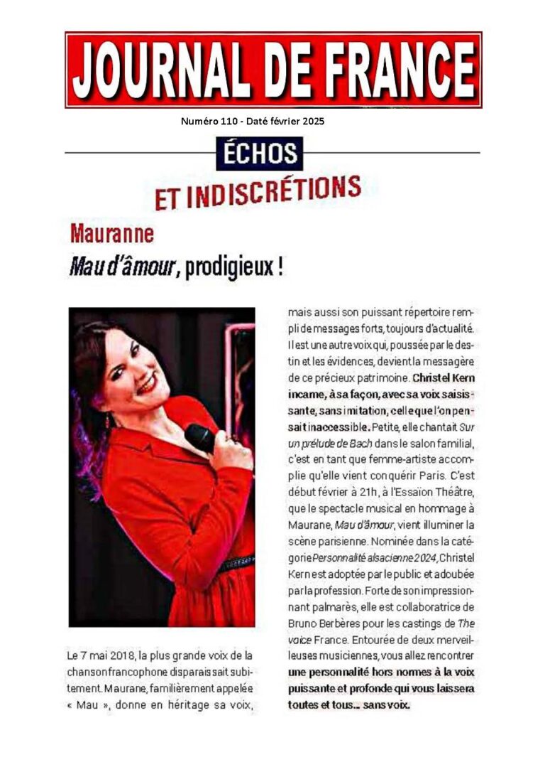 Journal De France – Mau d’âmour